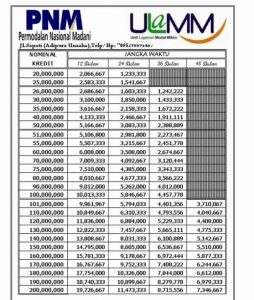 Tabel Angsuran Pinjaman PNM ULaMM Terbaru 2025 – Finance
